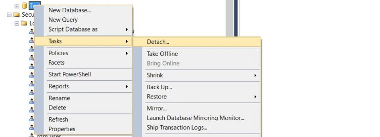 Sql server move database files to another drive – data and log