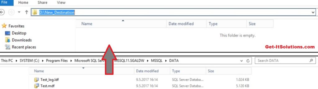 Sql server move database files to another drive – data and log